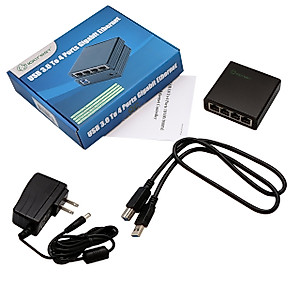 Syba 4 Port RJ45 Gigabit USB 3.0 Network Adapter NIC RTL8153 RealTek SY-HUB24047, Black
