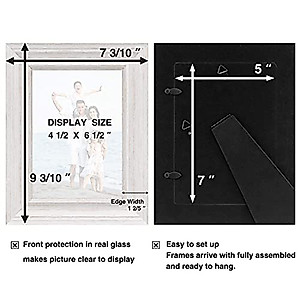 LaVie Home 5x7 Picture Frames (3 Pack, Distressed White Wood Grain) Rustic Photo Frame Set with High Definition Glass for Wall Mount & Table Top Display