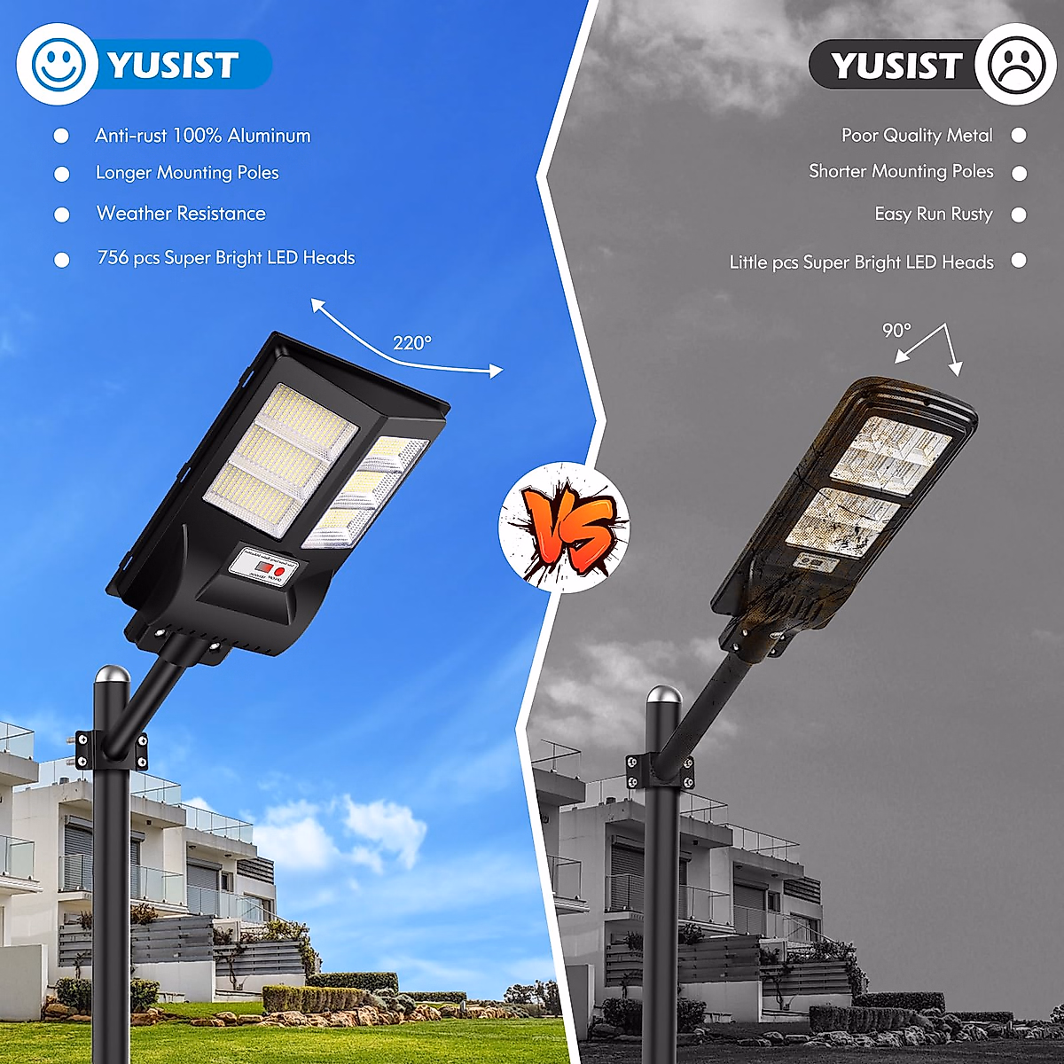 2 Pack Solar Street Lights Outdoor Waterproof,6500K 80000LM 756 LED Beads Dusk to Dawn Solar Flood Light,Solar Street Lights Wide Angle with Motion Sensor and Remote Control for Parking lot,Garage