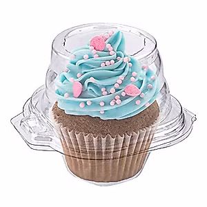 Stock Your Home Individual Plastic Cupcake Containers Disposable with Connected Airtight Dome Lid (50 Count) Clear Single Cupcake Container, BPA Free