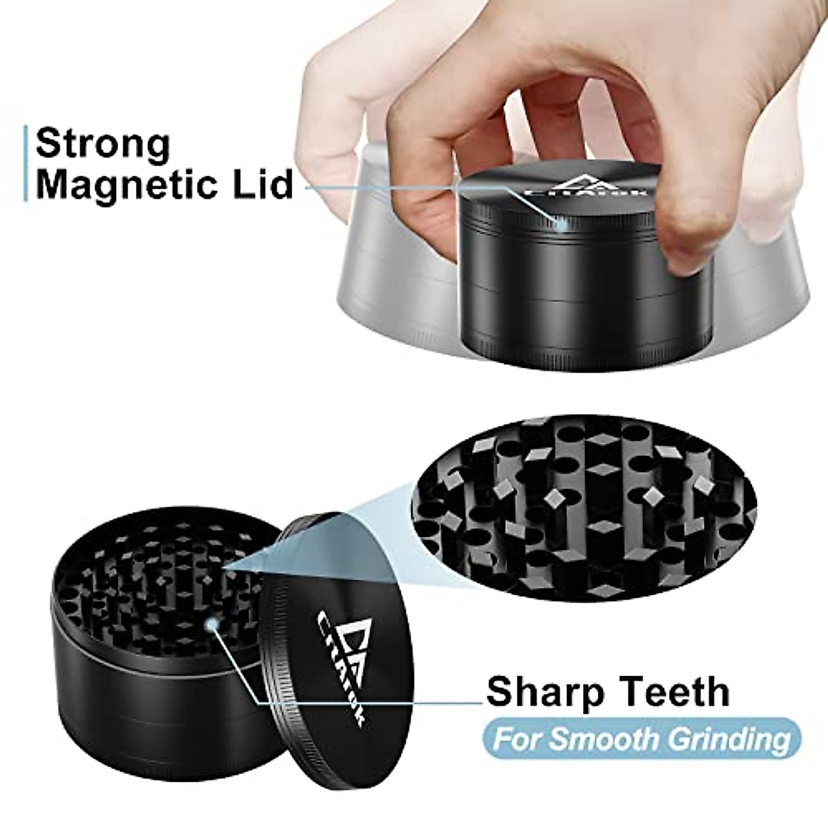 CrtArok Spice Grinder, Large 3.0 Inch (Black)