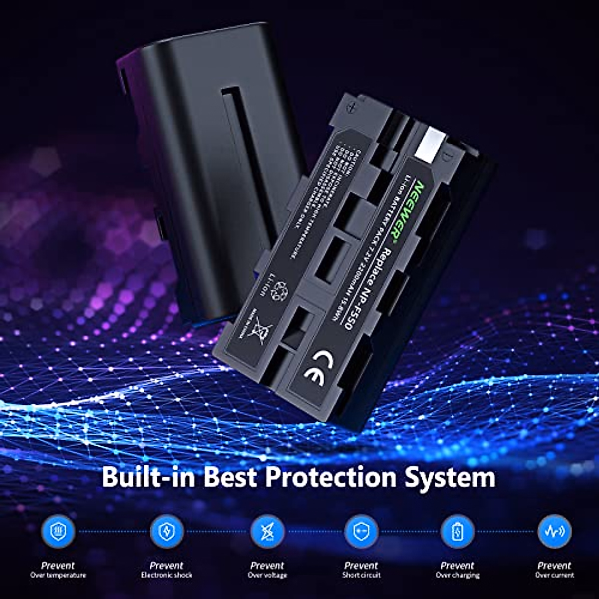 Neewer Rechargeable Li-ion Battery Replacement for Sony NP-F550/570 Compatible with Field Monitor, Neewer CN-160 CN-126 CN-216 LED Light and Others