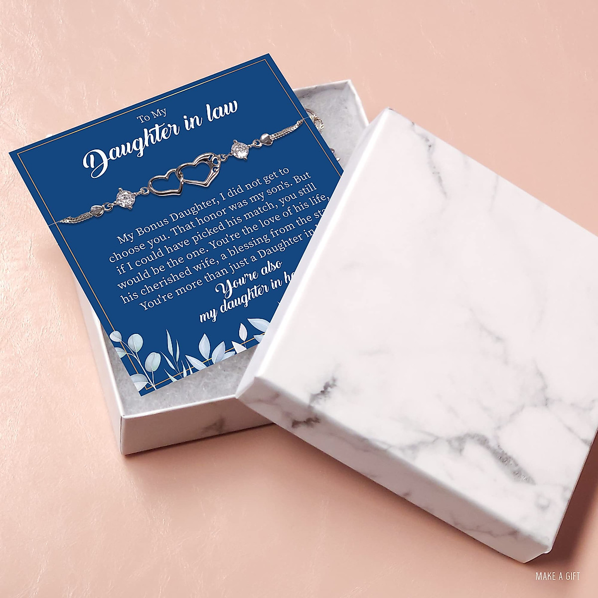 Daughter in Law Gift, You're more than just a Daughter in law. Daughter Gift. Bonus Daughter Gift for Birthday, Christmas, Wedding Day. Daughter in Law Silver Bracelet