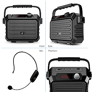 Portable Mini Bluetooth PA System with Wireless Headset Microphone 30W Personal Pa Speaker Rechargeable Voice Amplifier Supports Echo/FM Radio/AUX-in Mode/USB Input/TF Card