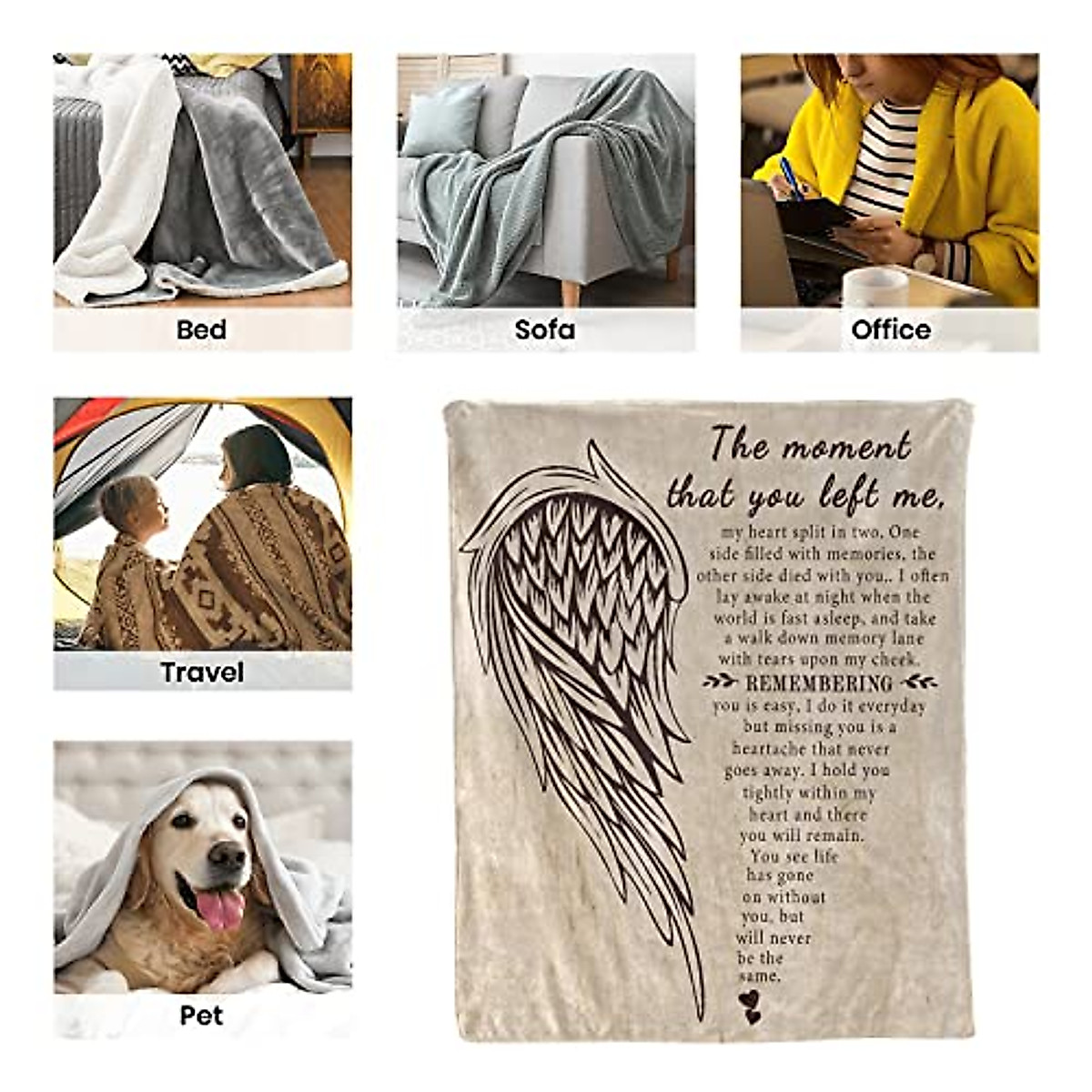 Fdiodov Bereavement Gifts Blanket 60''x 50'' - Memorial Gift for Loss of Loved one - Condolences, Sympathy - Best - Memory Father Husband Wife Son Sister Throw