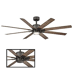 Renegade Smart Indoor and Outdoor 8-Blade Ceiling Fan 66in Oil Rubbed Bronze Barn Wood with 3000K LED Light Kit and Remote Control works with Alexa, and iOS or Android App