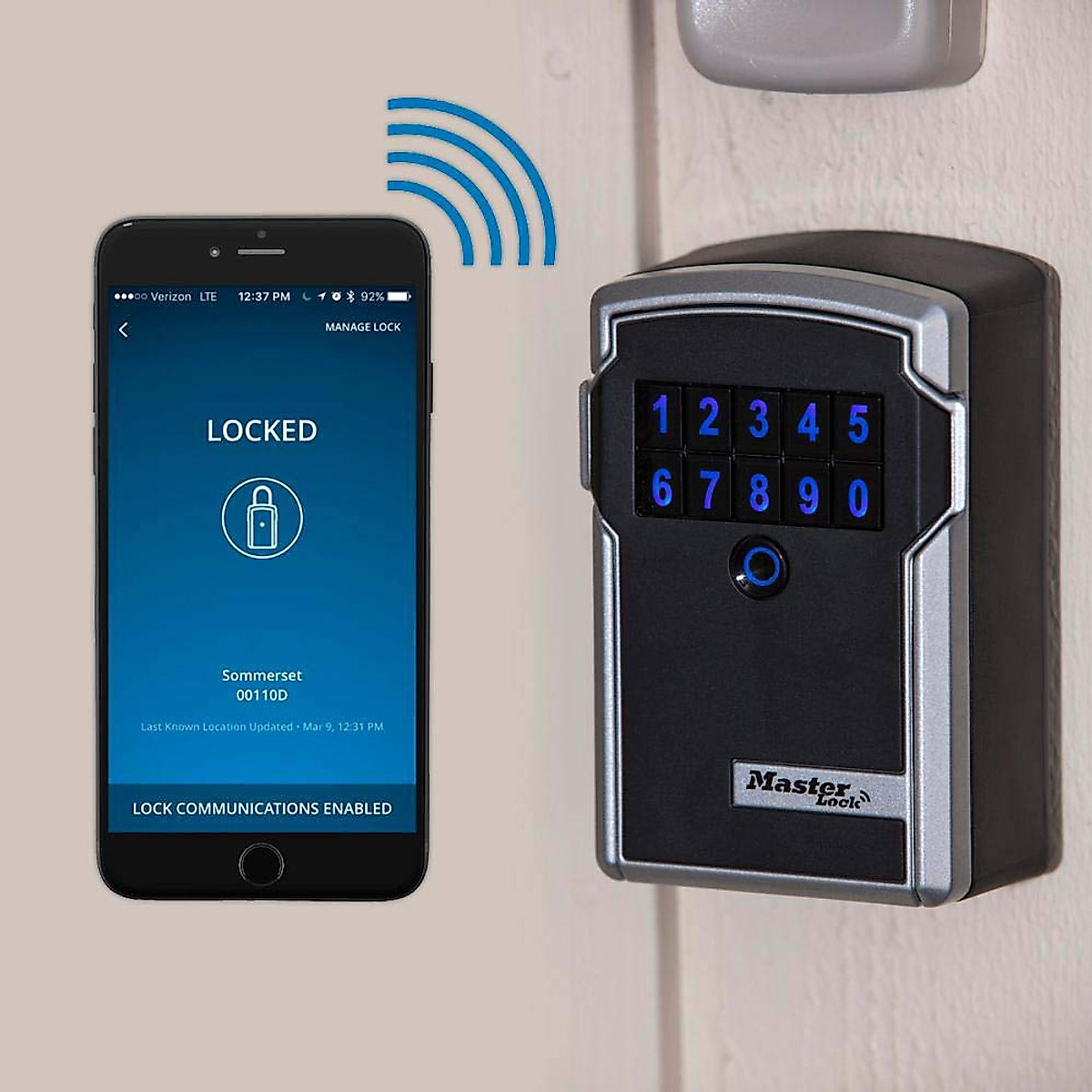 Master Lock Digital Lock Box for Keys with Code, Electronic Wall Mount Key Safe with Bluetooth Connection to iOS/Android App and Sharable Keypad Codes, 3-1/4 Inches Wide, ‎5441EC