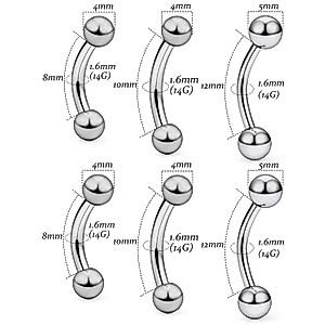 Vsnnsns 14G G23 Titanium Daith Rook Earring Piercing Curved Barbell Eyebrow Rings Snake Eyes Tongue Rings Piercing Jewelry Cartilage Tragus Forward Helix Piercing Jewelry for Women Men 8mm 10mm 12mm