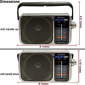 Panasonic RF-2400D / RF-2400 Portable FM/AM Radio with AFC Tuner + 4 X Panasonic AA Batteries + Starter Bundle