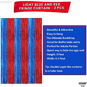 KatchOn, Red and Blue Streamers, Pack of 2 - Xtralarge, 8x3.2 Feet | Red and Blue Fringe Curtain, Red and Blue Party Decorations | Circus Theme Party Decorations | Red and Blue Carnival Decorations