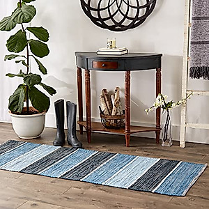 DII Chindi Rug Collection, Reversible, Recycled Yarn, Hand-Dyed, 2 Ft 3in x 6 Ft, Denim