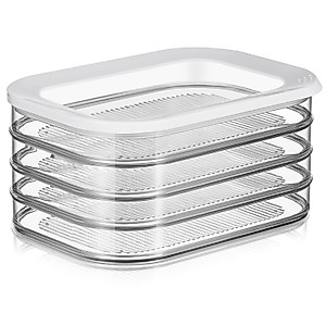 Tioncy Deli Meat Container for Fridge 4 Layer Stackable Lunch Meat Container with Lid for Refrigerator Food Storage Boxes for Cheese Turkey Pantry Lunch Bacon Cheese