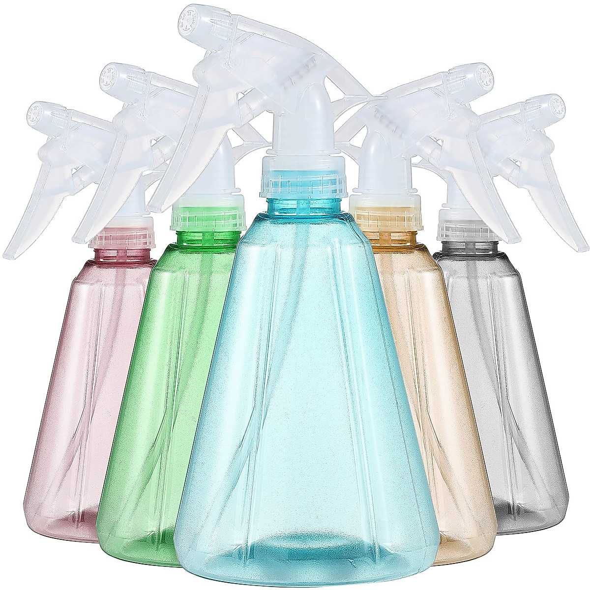 Spray Bottles Pack of 5 Water Squirt Bottle 17 oz Adjustable Empty Plastic Storage Container for Cleaning Solutions, Gardening, Pets, Plants, Hair Misting, Leak Proof, BPA Free, 5 Colors