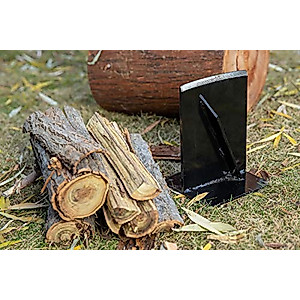 HANDYGO Wood Kindling Splitter - High Strength Structural Steel Firewood Splitter, Wood Splitter Wedge, for Small Wood Stove and Fireplace Manual Log Splitter, Black