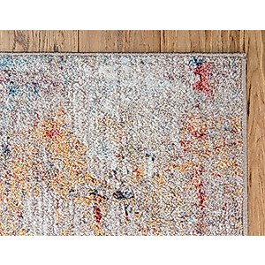 Unique Loom Rainbow Collection Modern Abstract Watercolor Multi Area Rug (8' 0 x 11' 0)