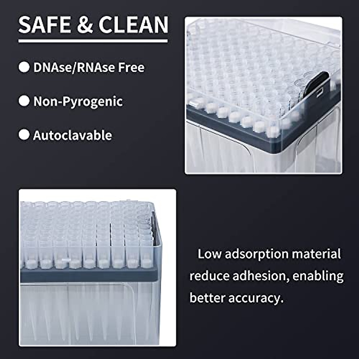 FOUR E'S SCIENTIFIC 960pcs Universal Filter Pipette Tips 1mL 1000uL Filtering Pipettor Tips Racked Non-pyrogenic DNAse/RNAse Free Autoclavable 10 Racks 96 Tips/Rack (960 Tips)