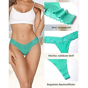 UGDUCK Lace Thongs for Women, Seamless Thong Underwear Women Lace Panties No Show Thongs for Women 6 Pack Multicolor