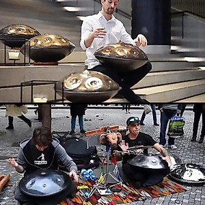 MFYDPP Handpan Drum Instrument In D Minor 12 Notes 22 Inches Steel Hand Pan Drums, With Handpan Bag, Drum Tripod, For Professional Audio Production