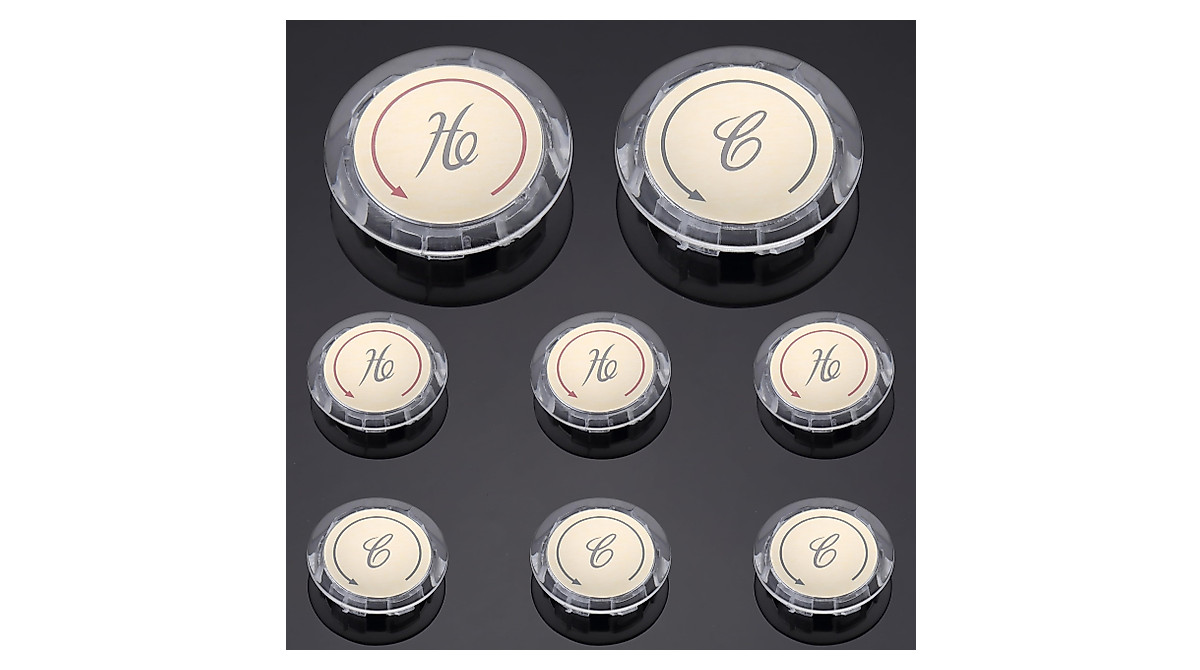 4 Pair Faucet Index Buttons for Delta & More - Clear Acrylic