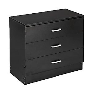 FFNUM Bedside Table Wood Simple 3-Drawer Dresser Night Stand Side Table for Living Room Bedroom（White, Black） Night Stand (Color : Black)