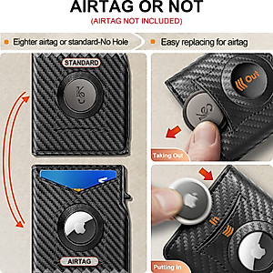 KEMISANT Airtag Wallet Men Gift,Mens Slim Front Pocket Wallet Money Clip Standard or Apple Airtag Use 3.8"×2.8"×0.9"