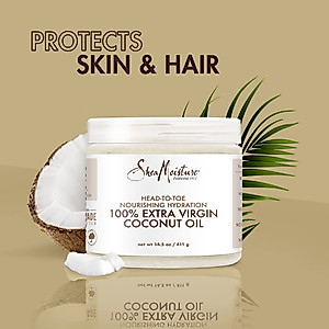 Shea Moisture Coconut Oil, 100% Extra Virgin Coconut Oil Skin Care, Pregnancy Moisturizer for Stretch Marks, Pure Coconut Oil Hair Care, Vitamin E, Coconut Oil Makeup Remover (Pack of 2-14.5 Oz Ea)