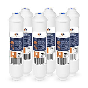 Inline Water Filter 6-PACK 1/4" Quick-Connect Filter Replacement Cartridge - Post/Carbon Polishing Water Filter for Reverse Osmosis Water Filter System Standard Size - Refrigerator & Ice Maker Filter