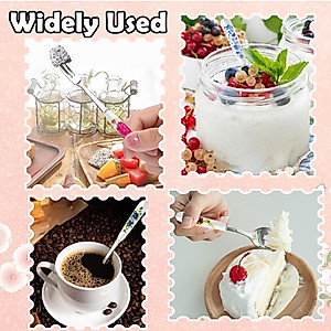 xlehoely 14 Pcs Dessert Forks and Spoons Silverware Set,Stainless Steel Cutlery Forks,Mini Coffee Spoons Pastry Forks with Porcelain Handles,Cake Forks Tea Spoons for Dessert Appetizers,Salad,Fruit