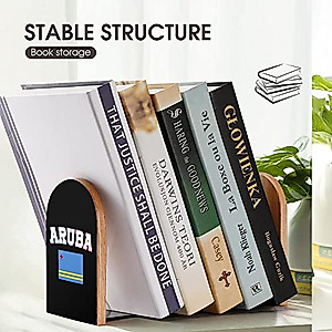 Aruba Flag Wood Book Ends for Shelves Non-Skid Bookend Book Stand Book Holder Stopper for Home Office School