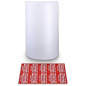 Bubble Cushioning Wrap Rolls, 3/16" x 12" x 15' ft Total, Perforated Every 12" for Packaging, Shipping, Mailing