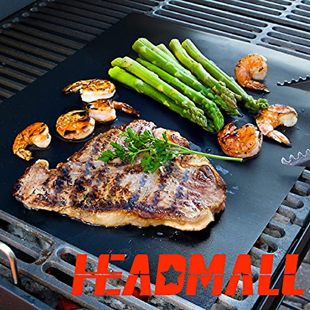 Grill Mat 6 Pcs, 100% Non-Stick HEADMALL BBQ Mats, Easy to Clean, For Barbecue Grilling & Baking, Electric Grill Gas Charcoal BBQ - 15.75 x 13 inch
