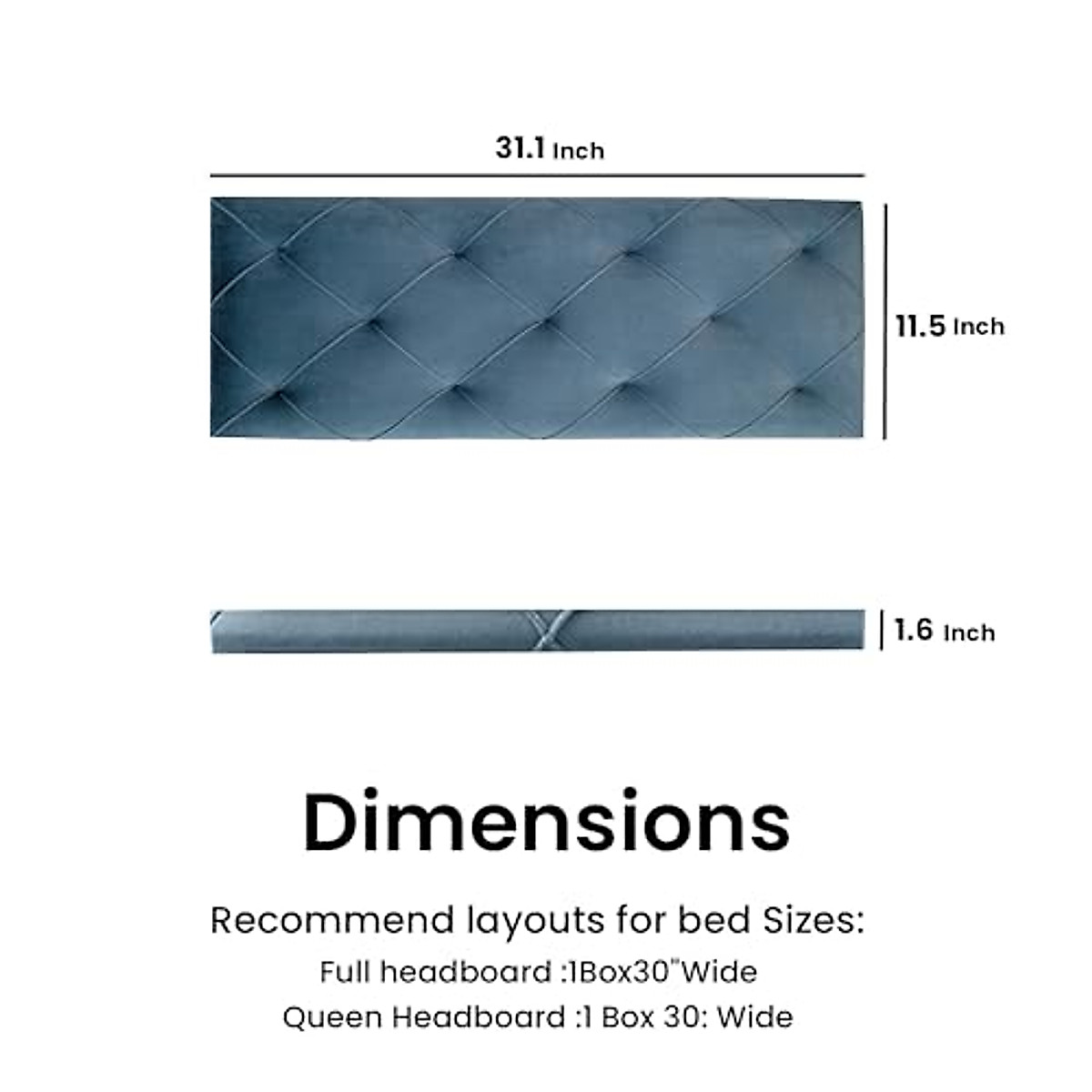 King Headboard Queen Size - Diamond Tufted Twin Headboard - Upholstered Queen Bed Wall Headboard Full- Peel & Stick Headboards Panels Queen Size - Diy headboard King Only- Wall Mounted Bed Headboard
