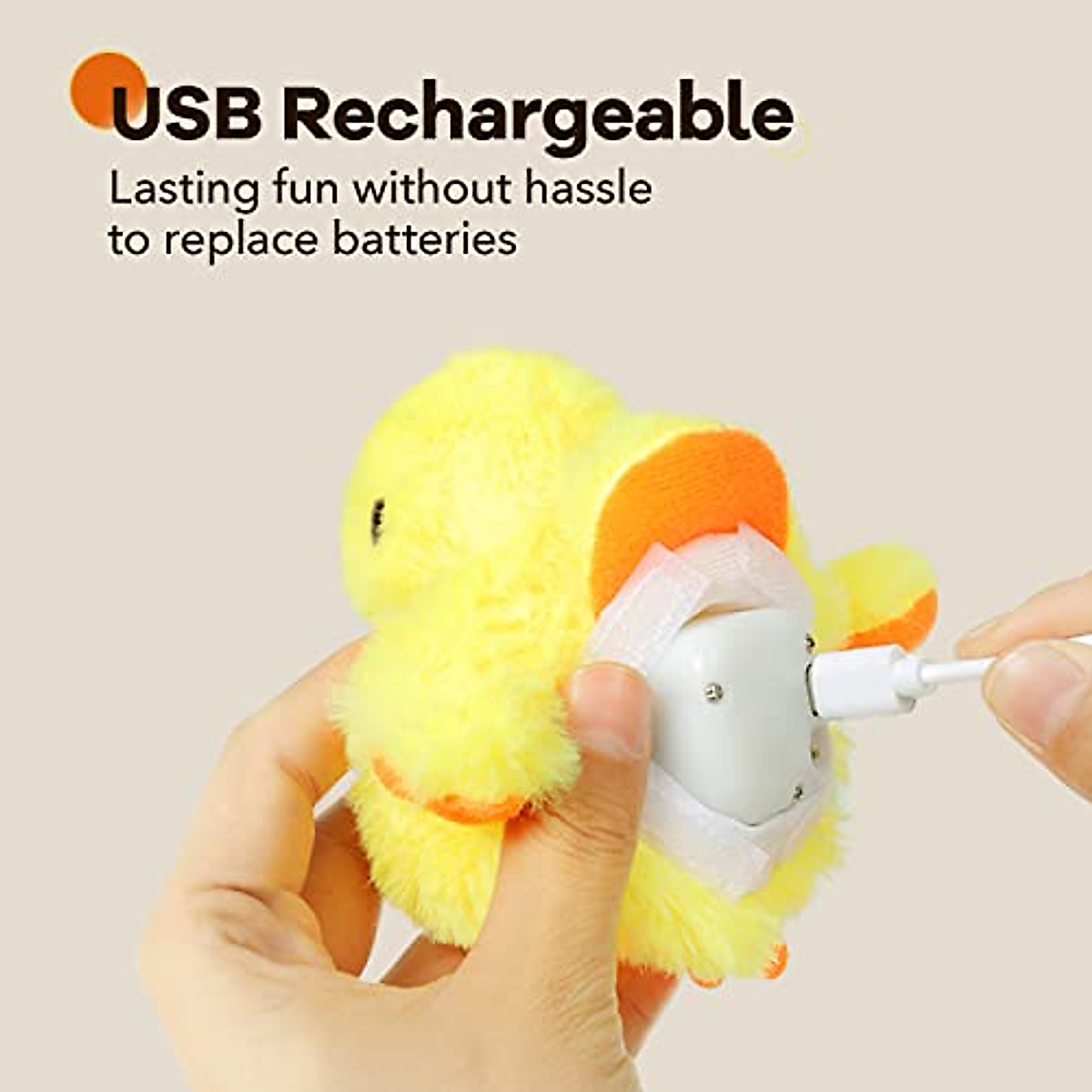 Potaroma Cat Toys Rechargeable Flapping Duck 4" with SilverVine Catnip, Lifelike Quack Chirping, Beating Wings Kicker Touch Activated Kitten Plush Interactive Exercise Toys