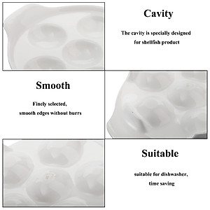 Okllen 4 Pack Ceramic Escargot Plates with 6 Holes and Handles, 6.5 Inch Seafood Snail Dish Footed Plates White Escargot Baking Dish Barbecue for Home, Kitchen, Restaurant