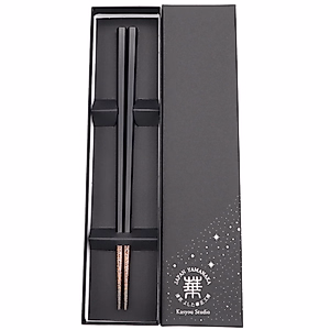 Kasyou Studio URUSHI KENKO chopsticks ( BLACK 8.9 Inch/22.5 cm ) made in japan (Dishwasher compatible) luxury chopsticks reusable japanese style gift set palillos chinos cute