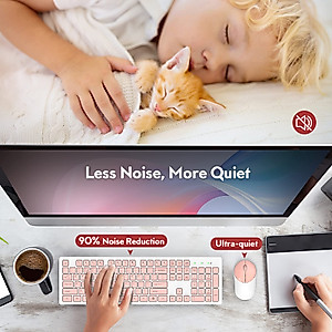 Wireless Keyboard and Mouse Combo with 7 Colored Backlits, Wrist Rest, Rechargeable Ergonomic Keyboard with Phone Holder, Silent Lighted Full Size Combo for Window, Mac, PC, Laptop-Trueque (Pink)