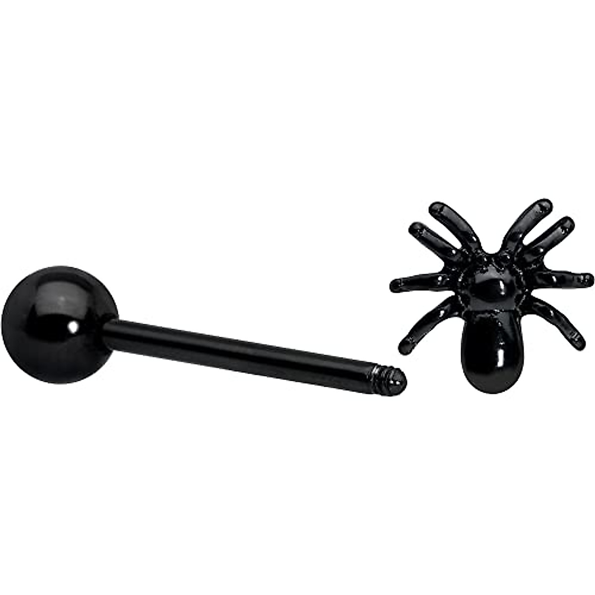 Body Candy Anodized Black 3D Spider Barbell Tongue Ring 14 Gauge 5/8"