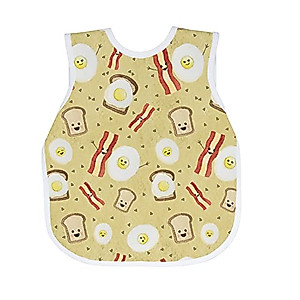 BapronBaby Eggs & Bacon Bapron - No Neck Tie Safer Bib for Baby & Toddler - Soft Waterproof Stain Resistant - Machine Washable - Sz Baby/Toddler 6m-3T