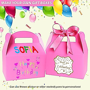 Pink Party Favor Boxes 30pcs Thickened Paper Gift Gable Treat Box Candy Goodie Bags for Kids Birthday Parties Supplies Decorations, Neon Ink