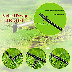 300PCS Irrigation Fittings Kit Drip Irrigation System,HOINCO Drip Irrigation Barbed Connectors for 1/4 Inch Tube, for Flower Pot Garden Lawn