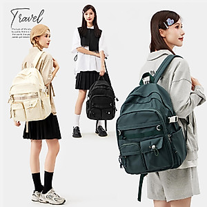 weradar Cute Bookbag For Teen Girs Boys,Middle Students Travel Backpack,Casual Daypackas Backpack For Women Men,Aesthetic School Backpacks With Lots of Pockets(Green)