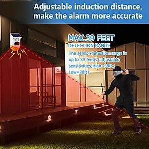 ChunHee Solar Motion Sensor Outdoor Alarm,Adjustable Sensitivity Motion Activated Alarm,129db Sound Security Siren Light IP67 Waterproof and 4 Mode for Home,Farm,Barn,Villa,Yard(2 Pack)