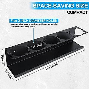 Generic Spray Bottle Holder | Spray Can Holder | 5 Can Holes Shelf Steel Aerosol Spray Can Rack Organizer | Wall Mounted Steel Rack Storage Organizer For Garage And Workspaces, standard