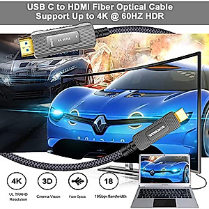 SOEYBAE USB C to HDMI Cable 30ft/10m, USB 3.1 Type C to 4K Fiber Optic HDMI Cable, Thunderbolt 3/4 Compatible, for MacBook Pro/Air 2020, iPad Pro 2021/2020, Surface Book 2, XPS