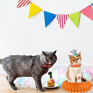 10Pcs Cat Honeycomb Centerpieces Cat Birthday Party Supplies Kitten Party Decorations Lovely Cat Decoration Table for Cat Theme Birthday Party Baby Shower Supplies