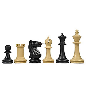 CHESSBAZAAR Study Library Tournament Plastic Chess Pieces & Roll Up Chess Board Combo |32 Pieces with 15 Inches Rollup Chessboard | Weight-340 grams | Black & Off-white |Plastic chess Set | Board Game