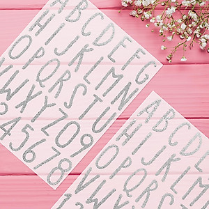 Waynoda Glitter Alphabet Letter Stickers 360 Pieces 10 Sheets Self Adhesive Letters(Silver,2Inch)
