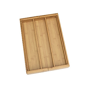 Lipper International 8892 Bamboo Wood Expandable to 22-1/4" Utensil Organizer