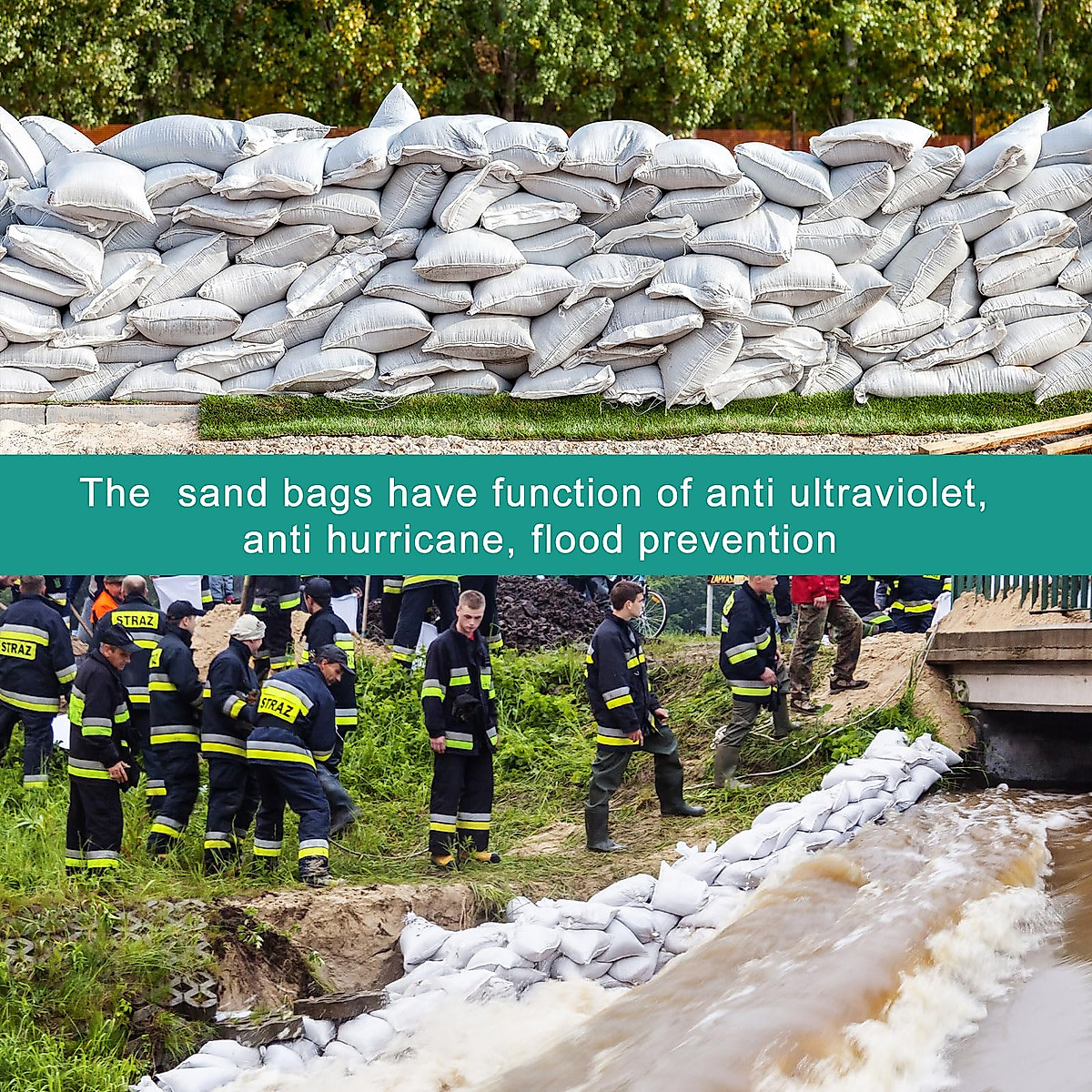 Windyun 200 Pcs White Empty Sandbags with Ties 18 x 30 Inch White Woven Polypropylene Sandbags Bulk, Heavy Duty Sandbags Flood Water Barrier for Hurricane Flooding, Construction