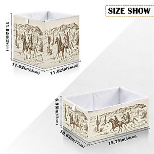 TOUTU Western Desert Cowboy Foldable Cube Storage Bin, Home Decor Organizer Storage Baskets Box for Clothes, Toys, Books, Shelves, Closet, Laundry, Nursery